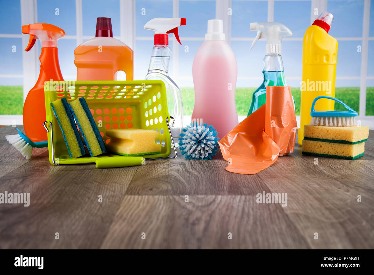 House cleaning with various cleaning tools Stock Photo - Alamy