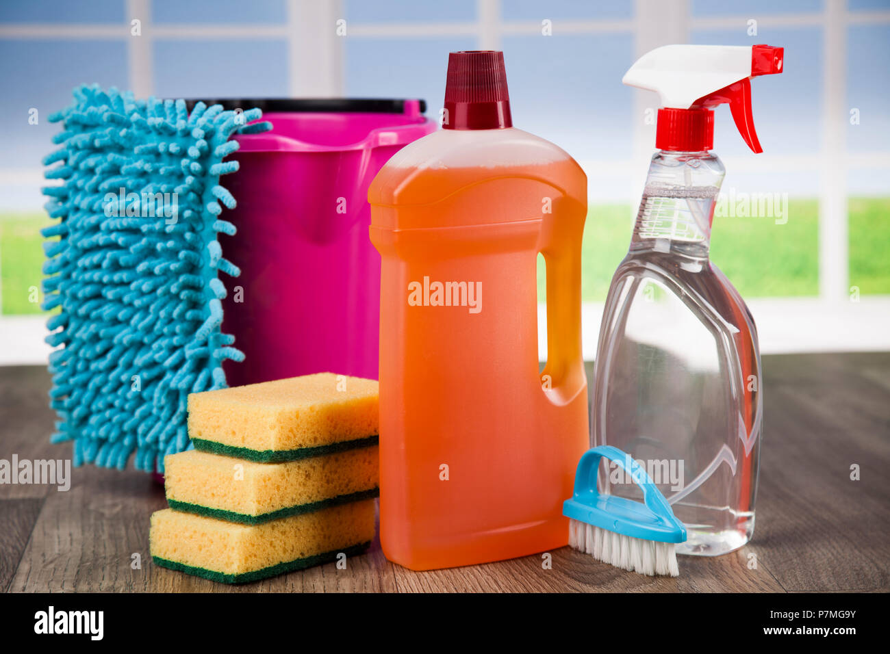 Assorted cleaning products Stock Photo - Alamy