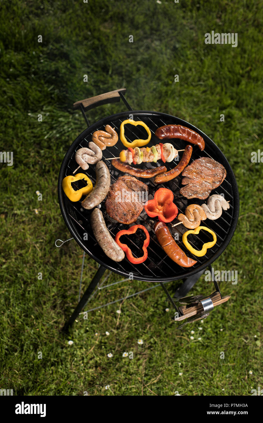Assorted grilled meat on a summer barbecue, BBQ concept Stock Photo - Alamy