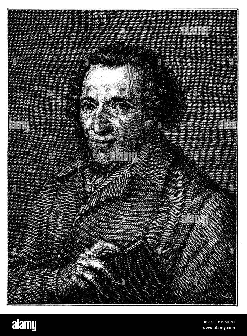 Moses Mendelssohn. After the copperplate engraving by M. Steinla, M ...