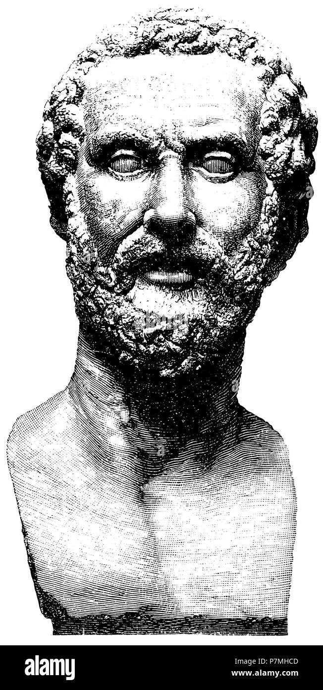 Demosthenes. Marble bust in the Brit. Museum, London, 1895 Stock Photo ...