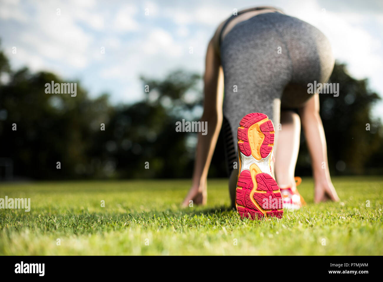 Woman fitness, Runner feet running Stock Photo - Alamy