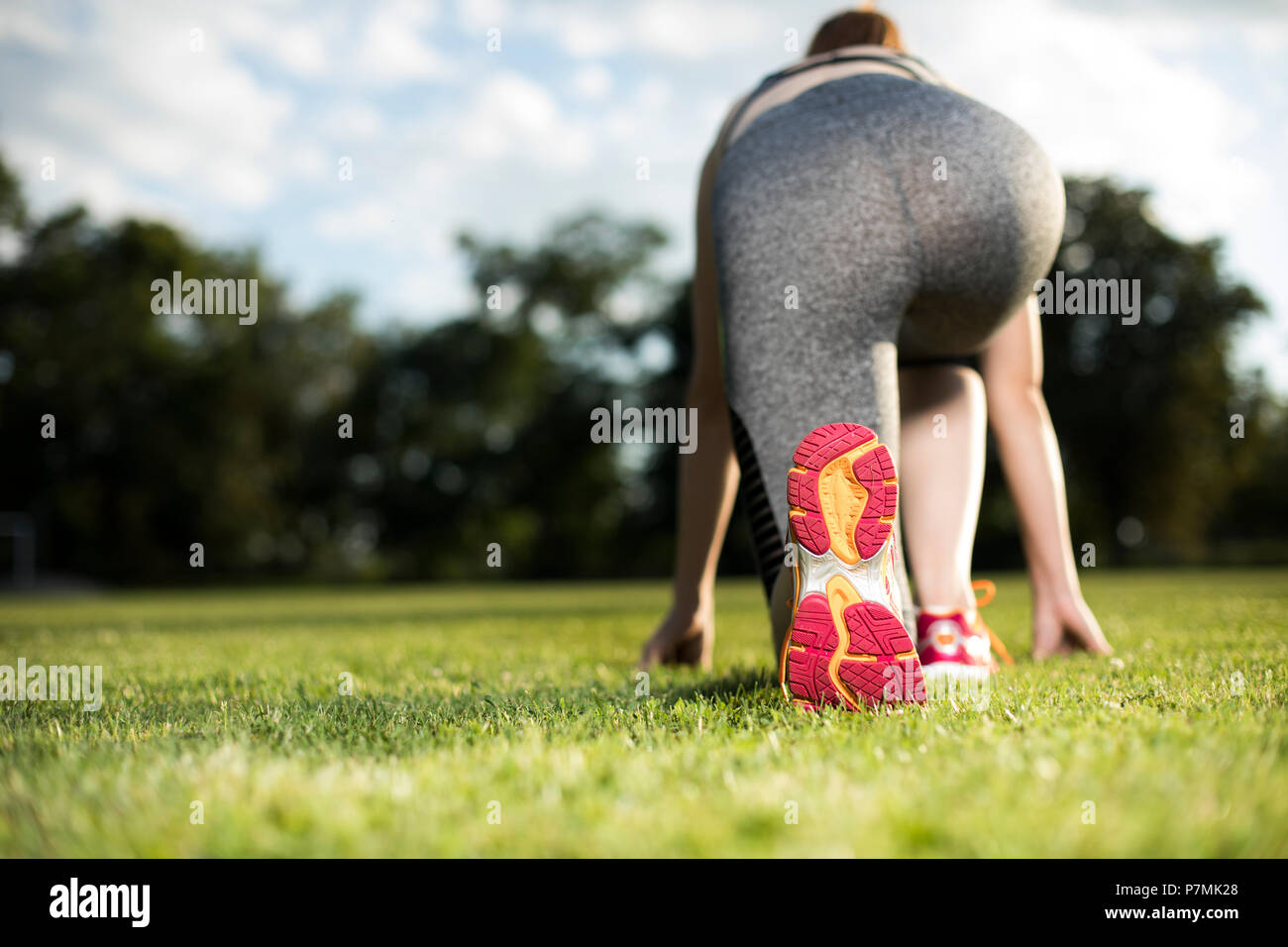 Woman fitness, Runner feet running Stock Photo - Alamy