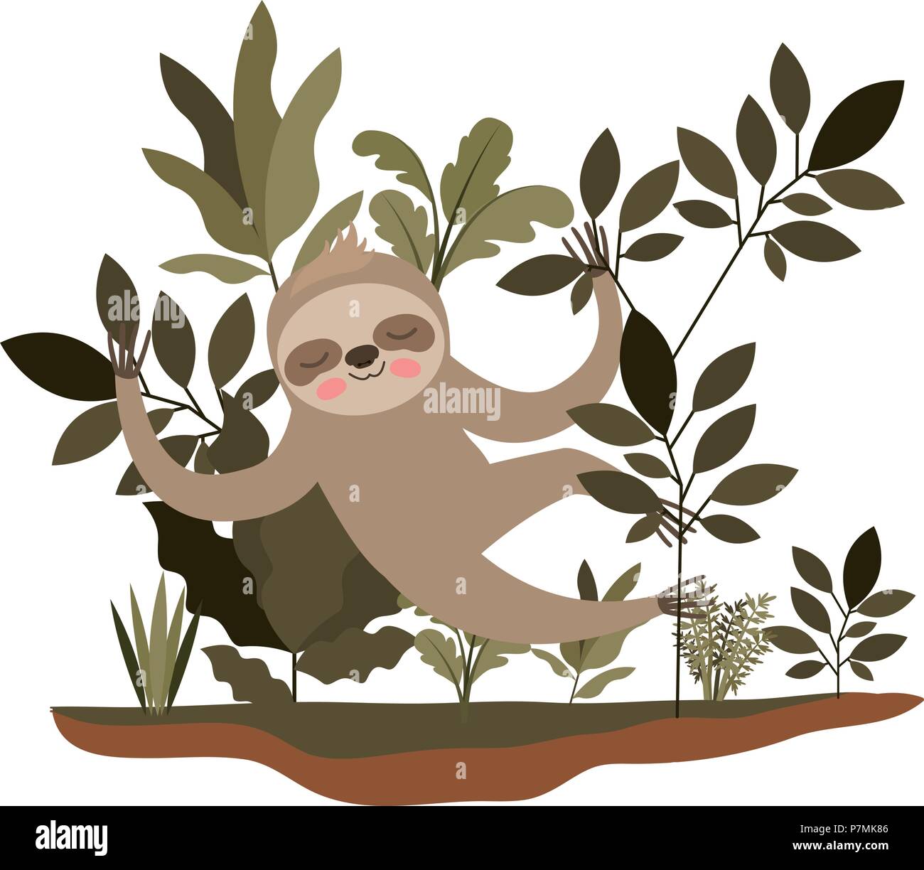 wild sloth in the jungle scene Stock Vector Image & Art - Alamy