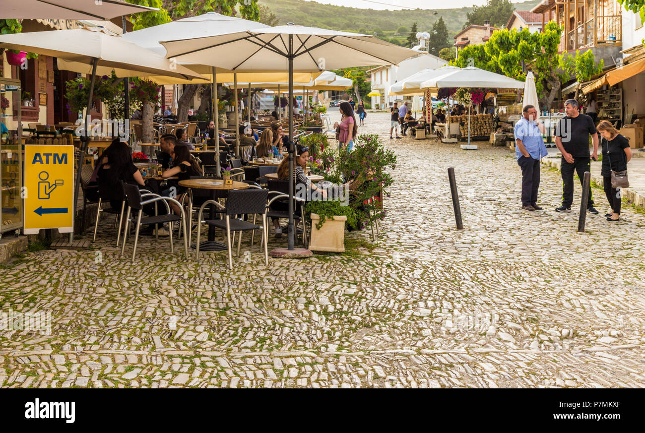 A typical view in the traditional village Omodos in Cyprus Stock Photo ...