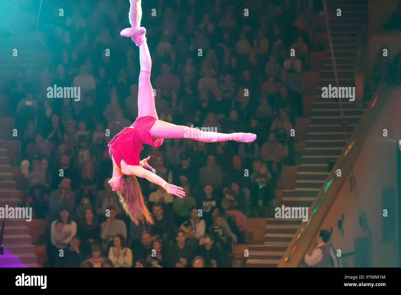 Belarus, Gomel, April 1, 2018. Gomel State Circus. Performance of the ...