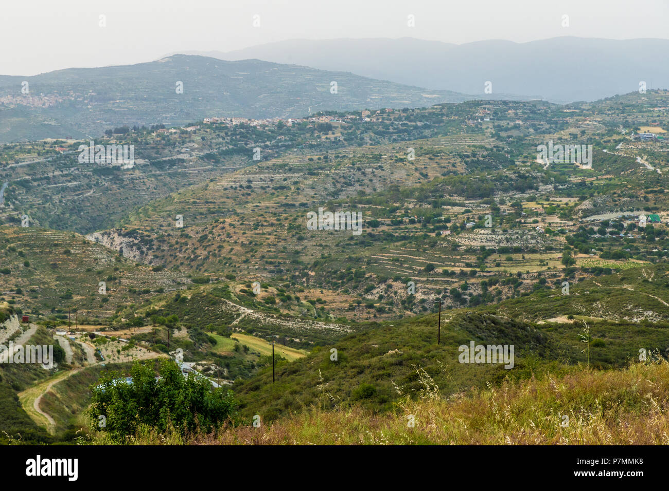 A typical view in the traditional village Omodos in Cyprus Stock Photo ...