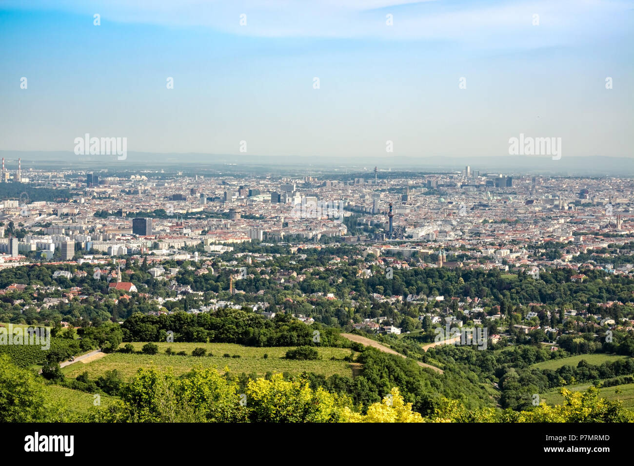 Vienna, the capital of Austria, seen from Kahlenberg a mountain to the ...