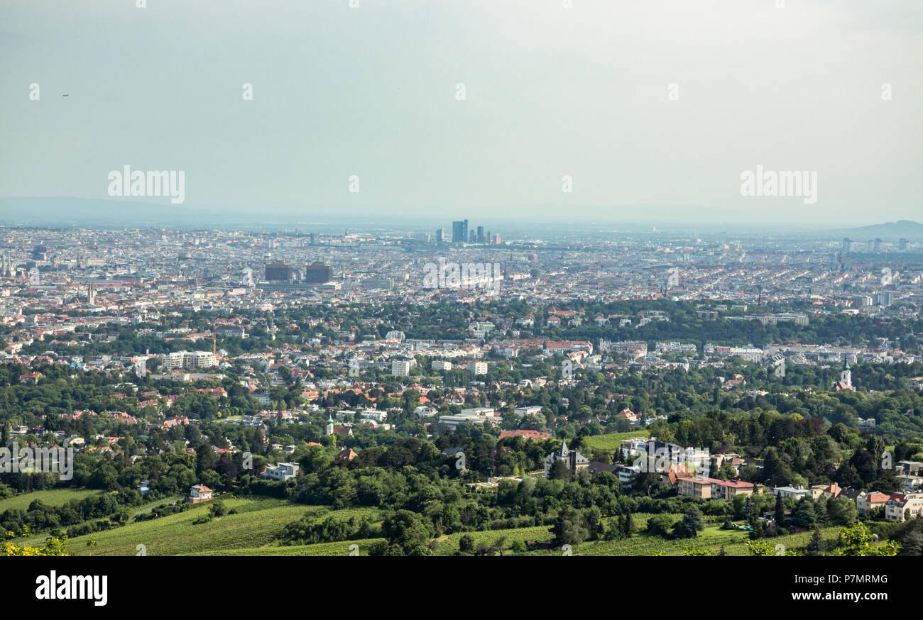Vienna, the capital of Austria, seen from Kahlenberg a mountain to the ...