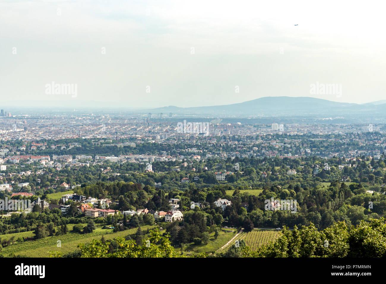 Vienna, the capital of Austria, seen from Kahlenberg a mountain to the ...