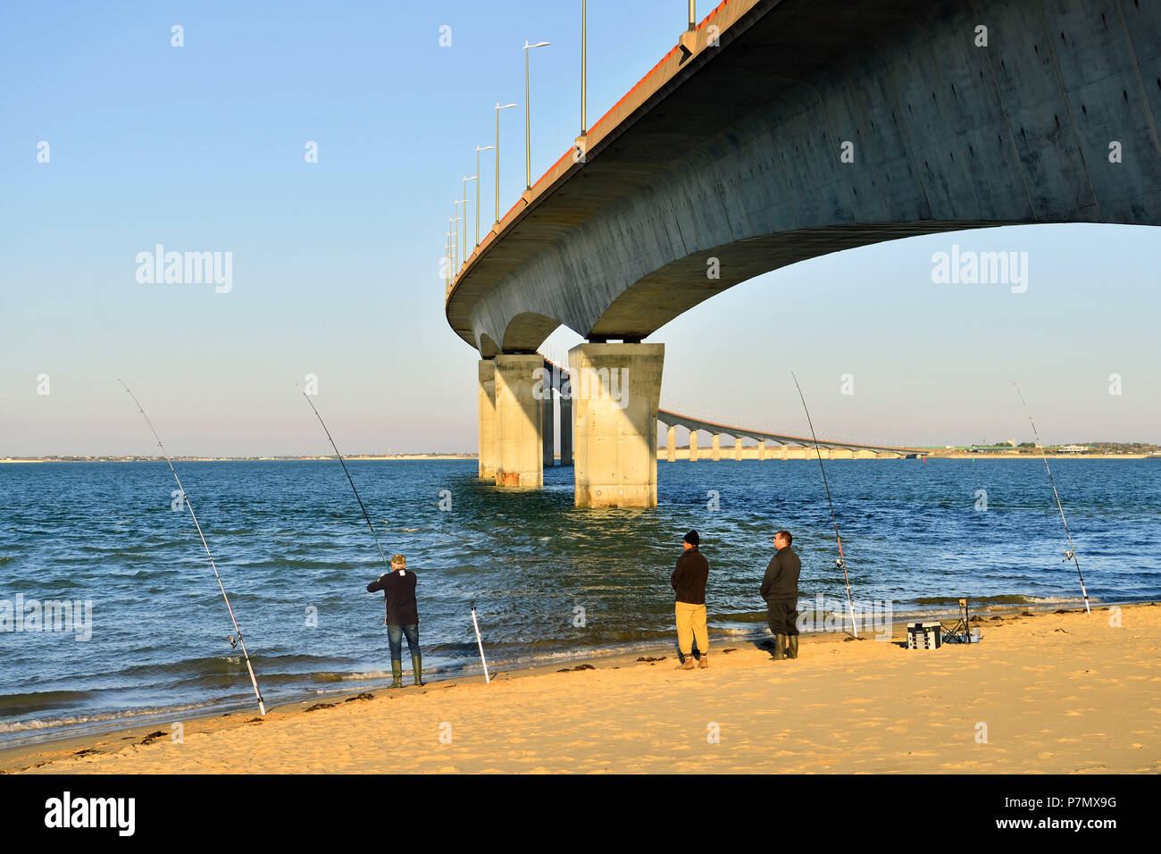 France, Charente Maritime, Ile de Re, Rivedoux Plage, bridge across Ile ...