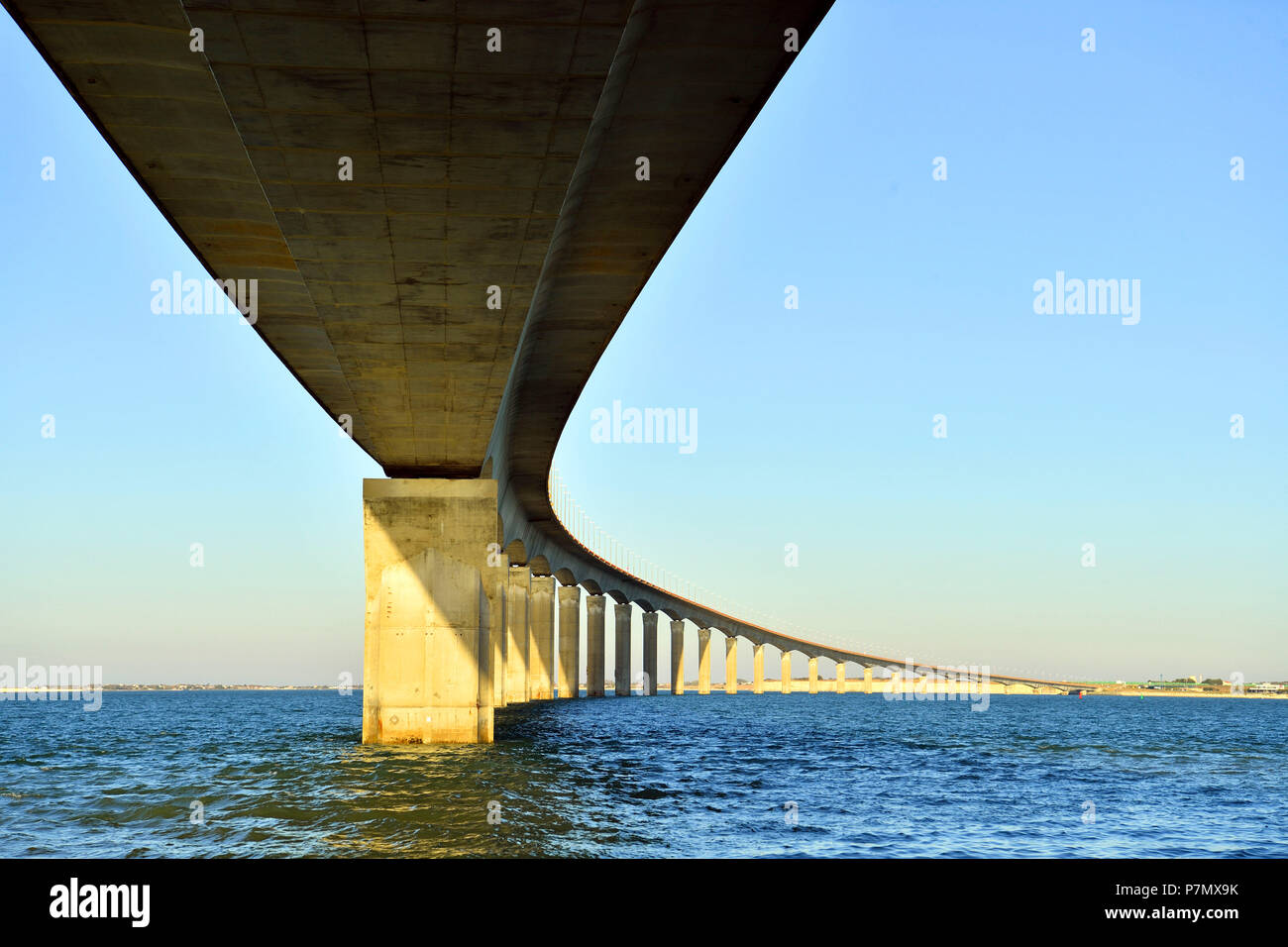 France, Charente Maritime, Ile de Re, Rivedoux Plage, bridge across Ile ...