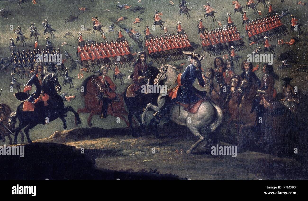 BATALLA DE ALMANSA DE LA GUERRA DE SUCESION ESPAÑOLA, 1707. DETALLE DE ...