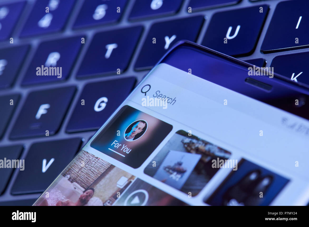 New york, USA - July 6, 2018: Search in instagram menu on smartphone ...