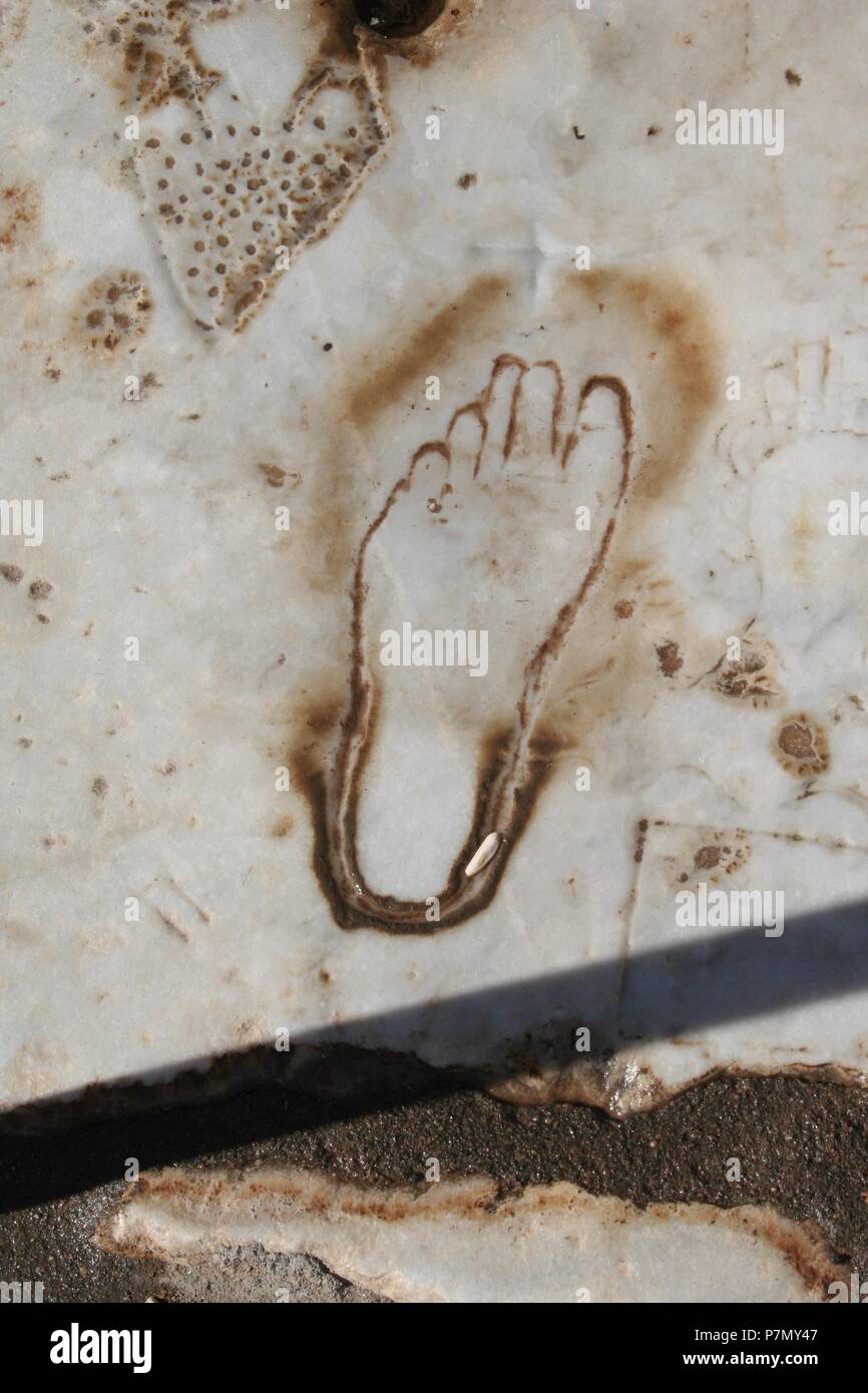 Biblical Ephesus. This footprint engraved in a road in Ancient Ephesus ...