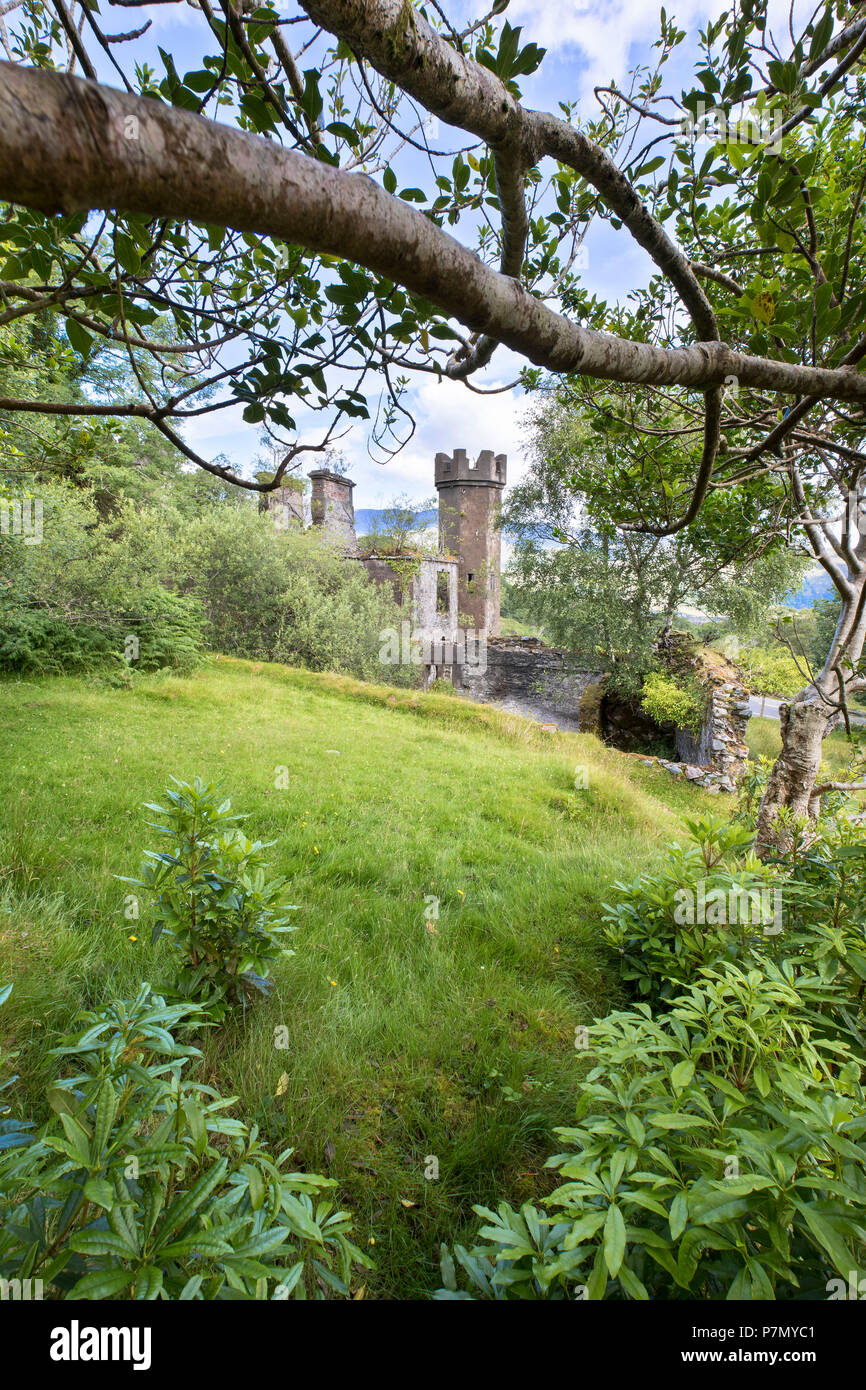 Ancient ruins of castle, Killarney National Park, County Kerry, Ireland ...