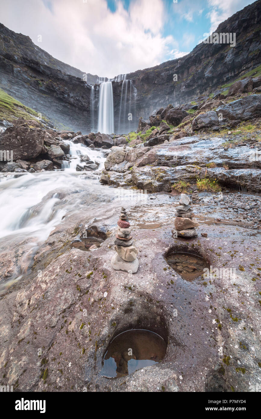 Fossa waterfall, Sunda municipality, Streymoy island, Faroe Islands ...