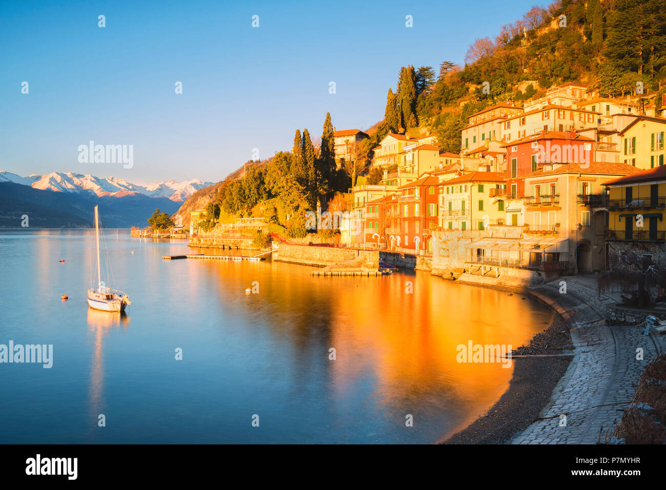 Varenna at sunset hi-res stock photography and images - Alamy