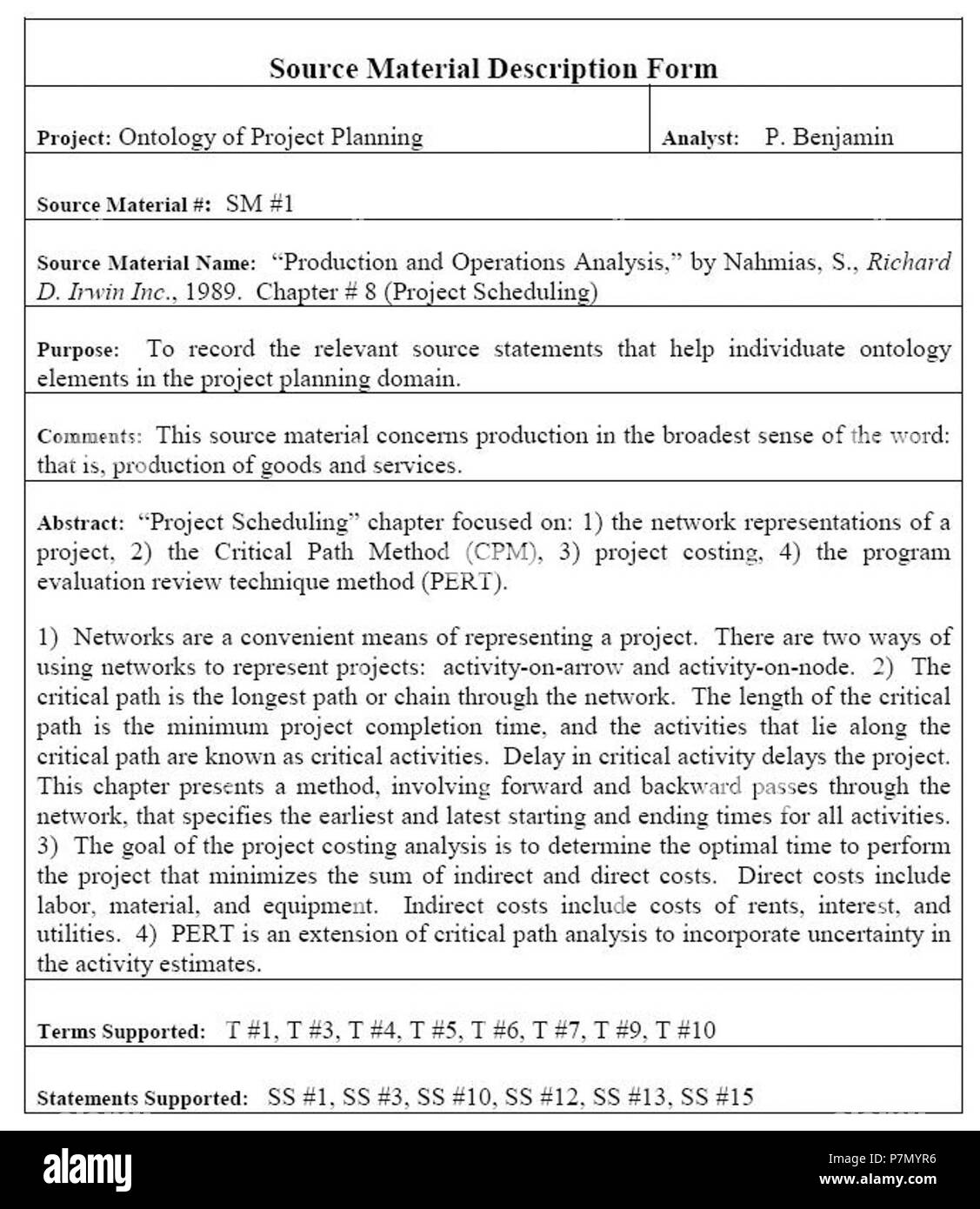 3-03 Source Material Description Form Stock Photo - Alamy