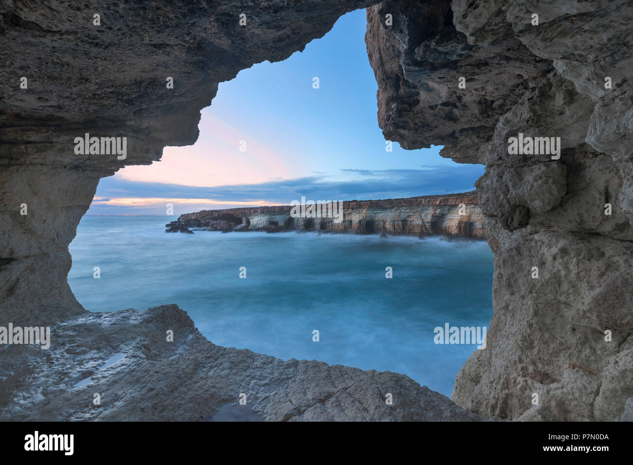 Cyprus, Ayia Napa, The sea caves at Cape Greco at dusk Stock Photo - Alamy