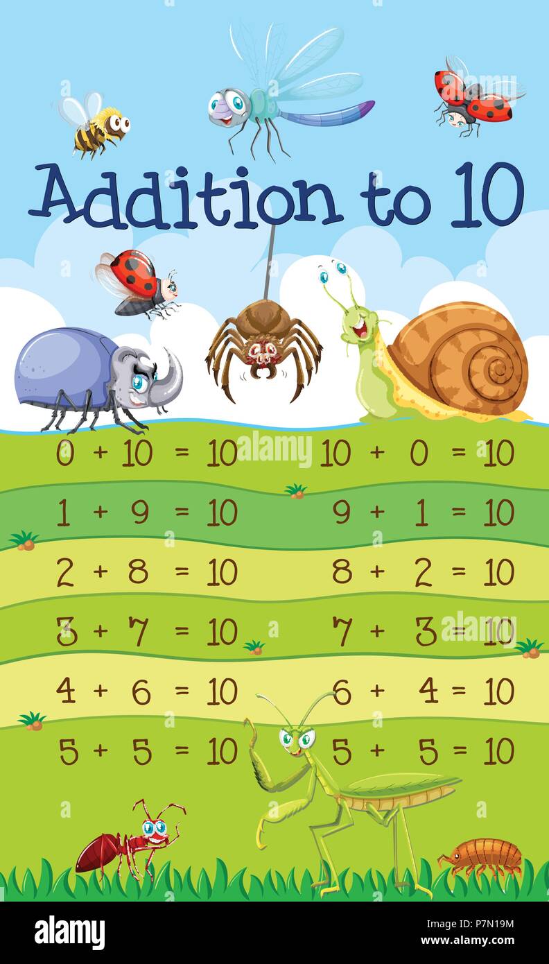A Math Addition to 10 Lesson illustration Stock Vector Image & Art - Alamy
