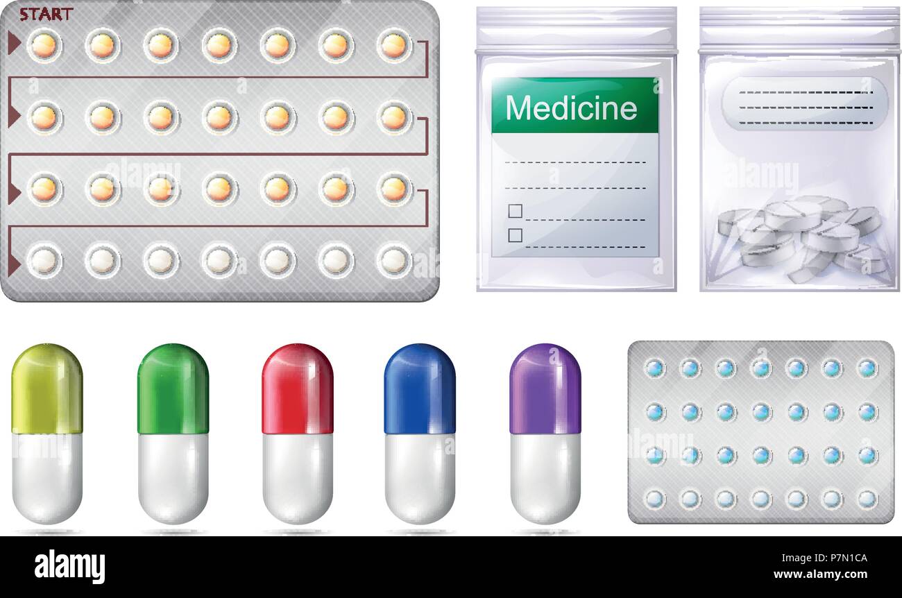 A Set of Medicine and Prescription illustration Stock Vector Image ...