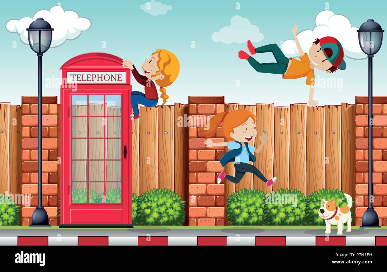 Children play street Stock Vector Images - Alamy