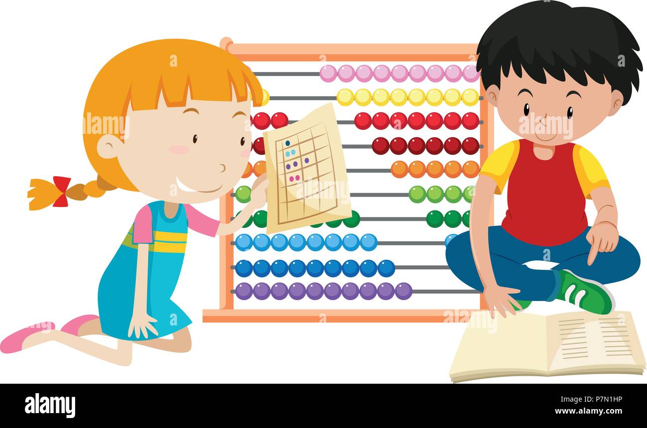 Children Learning Math with Abacus illustration Stock Vector Image ...