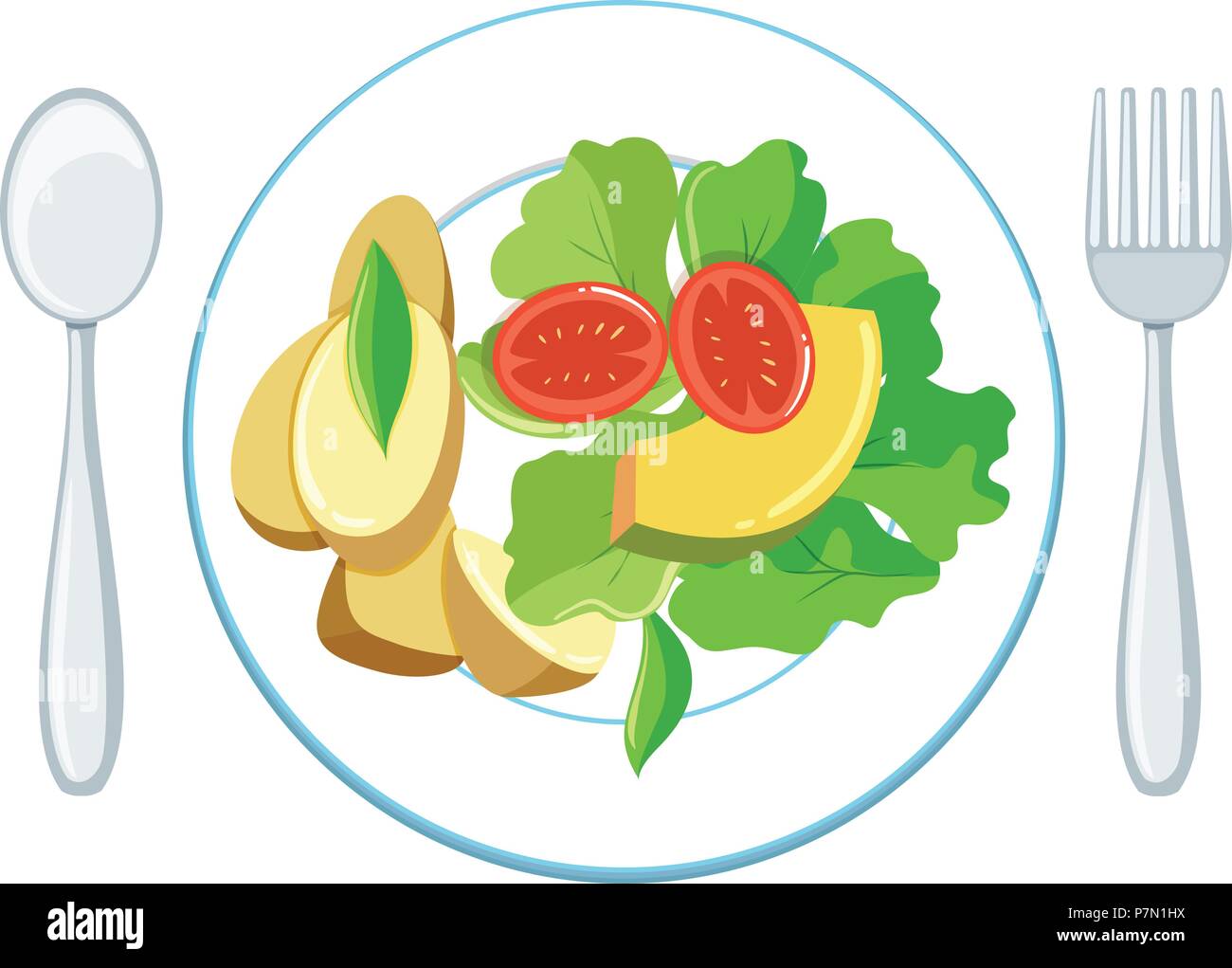 Plate silver cutlery on Stock Vector Images - Alamy