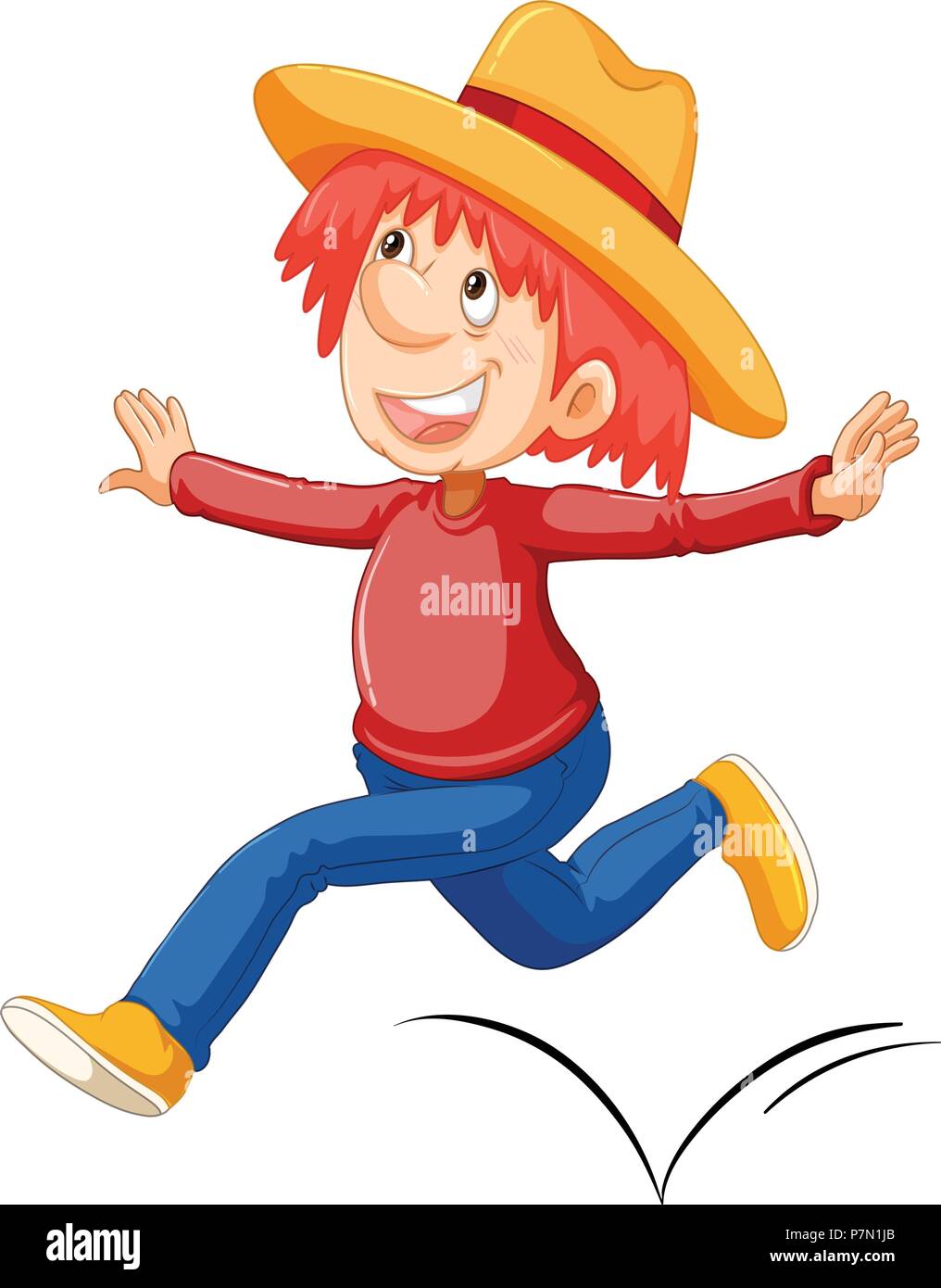 Man with a cowboy hat running illustration Stock Vector Image & Art - Alamy