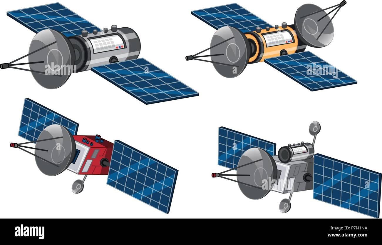 Set of space satellite illustration Stock Vector Image & Art - Alamy