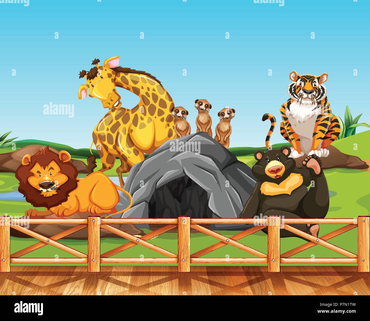 Various animals in a zoo illustration Stock Vector Image & Art - Alamy