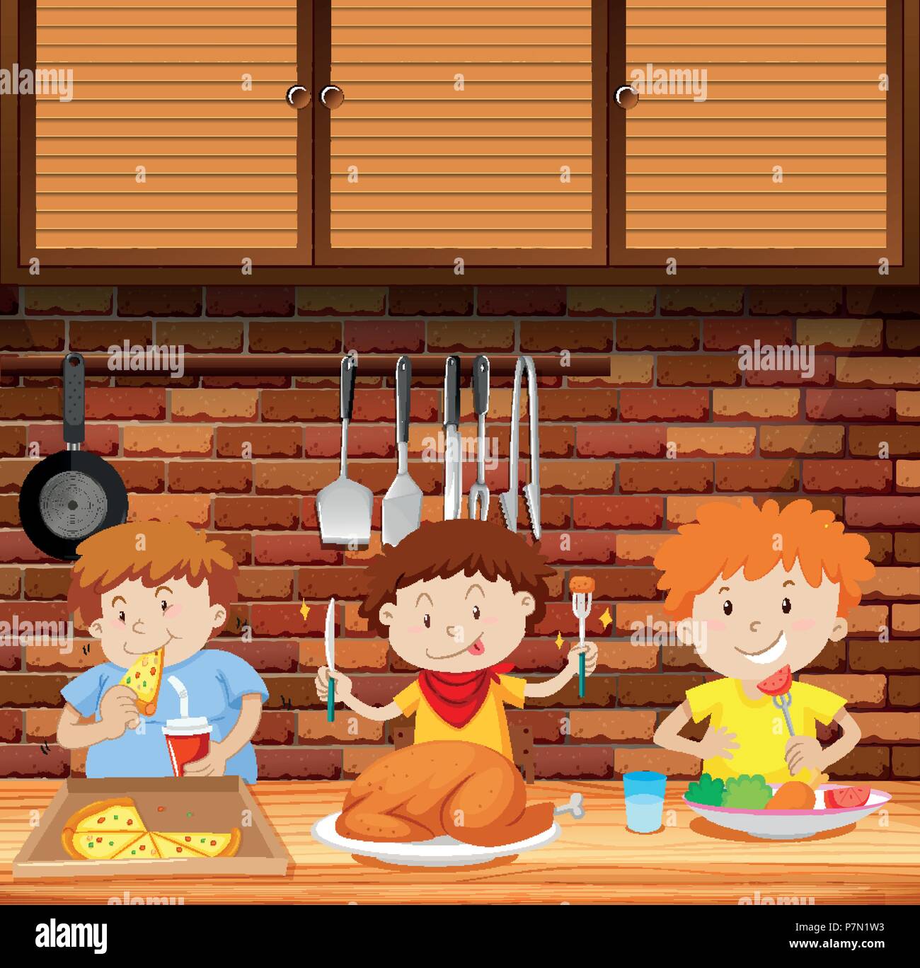 Children eating Stock Vector Images - Alamy