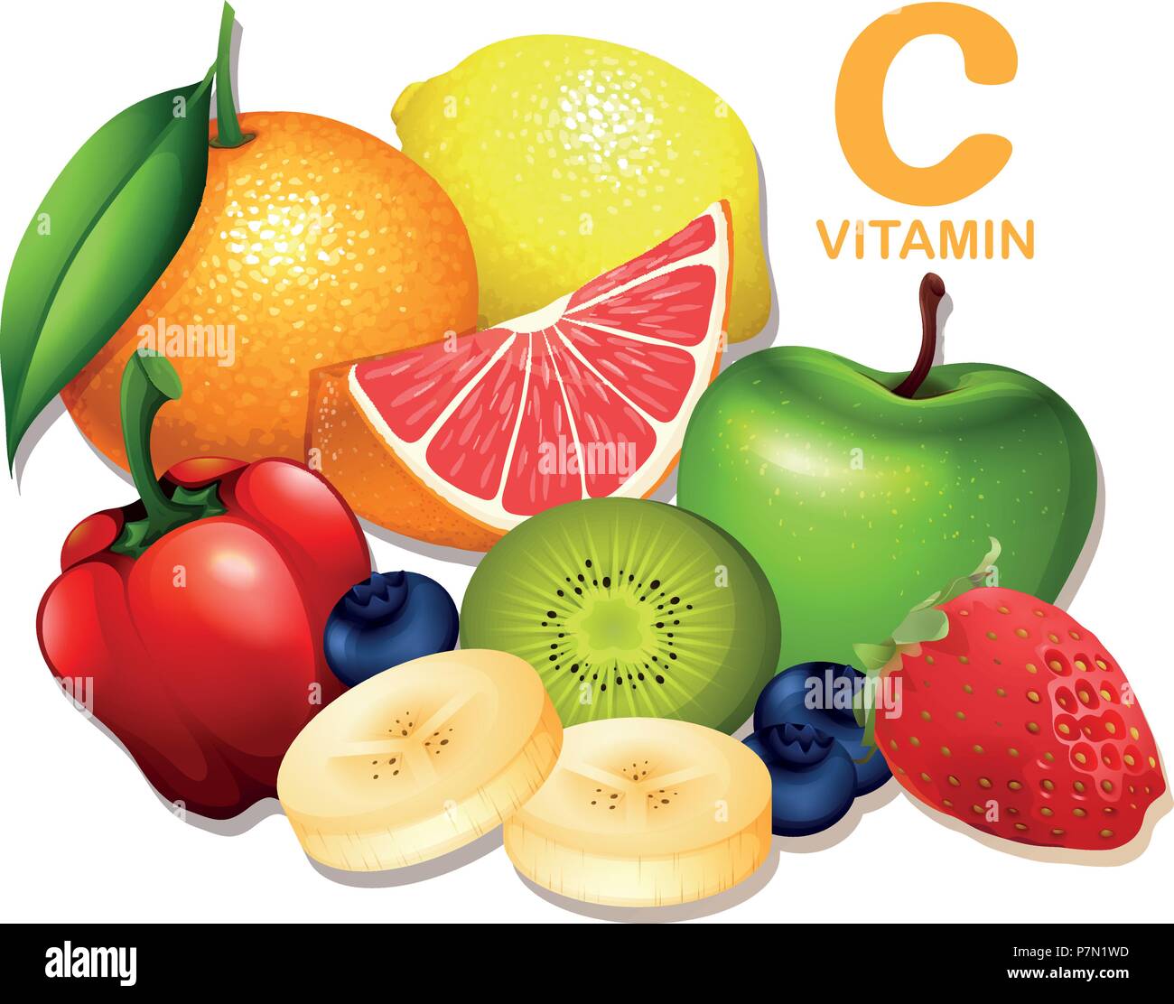 A Set of Vitamin C Fruit illustration Stock Vector Image & Art - Alamy