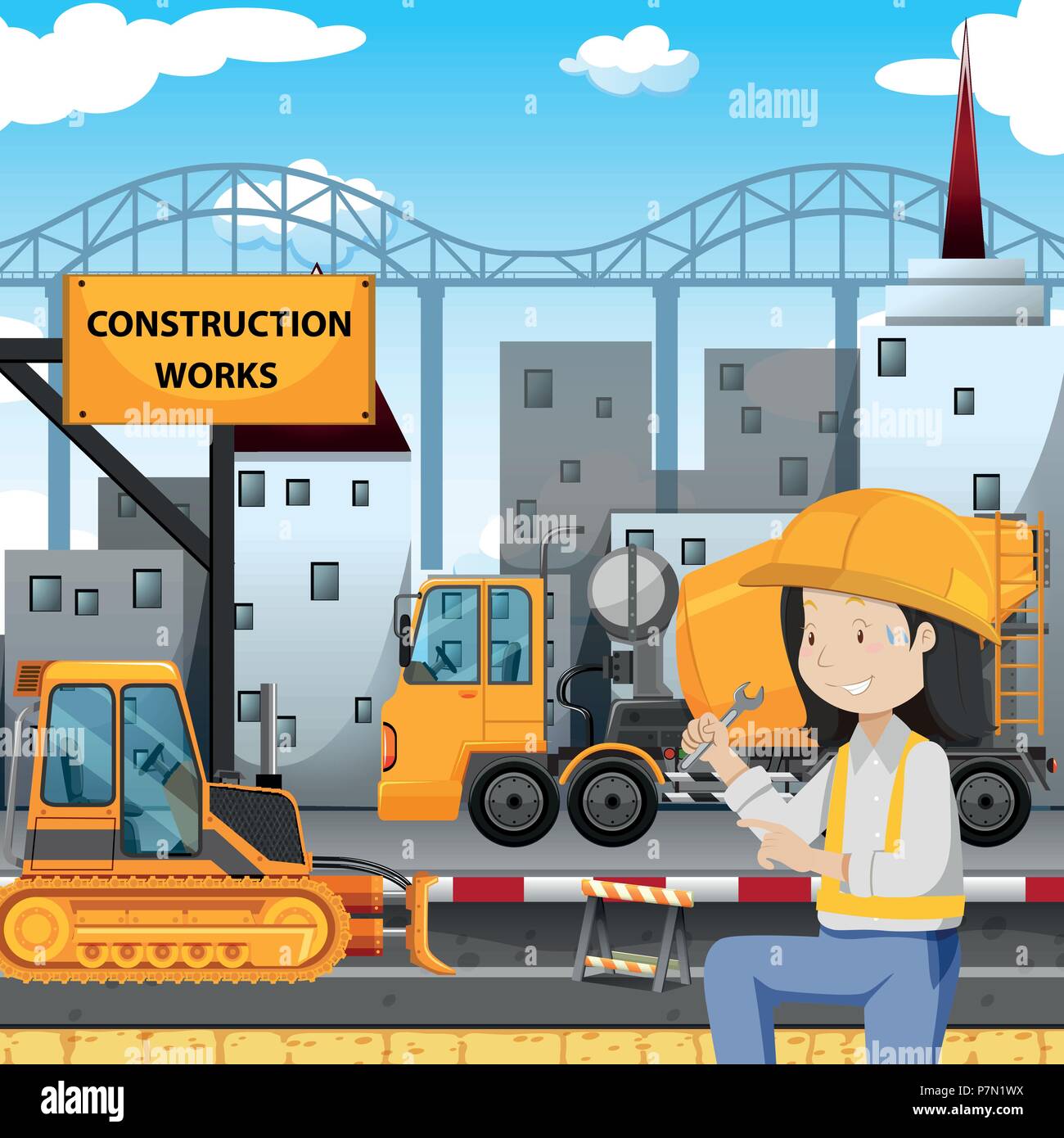 Mechanical Engineer at Construction Side illustration Stock Vector ...