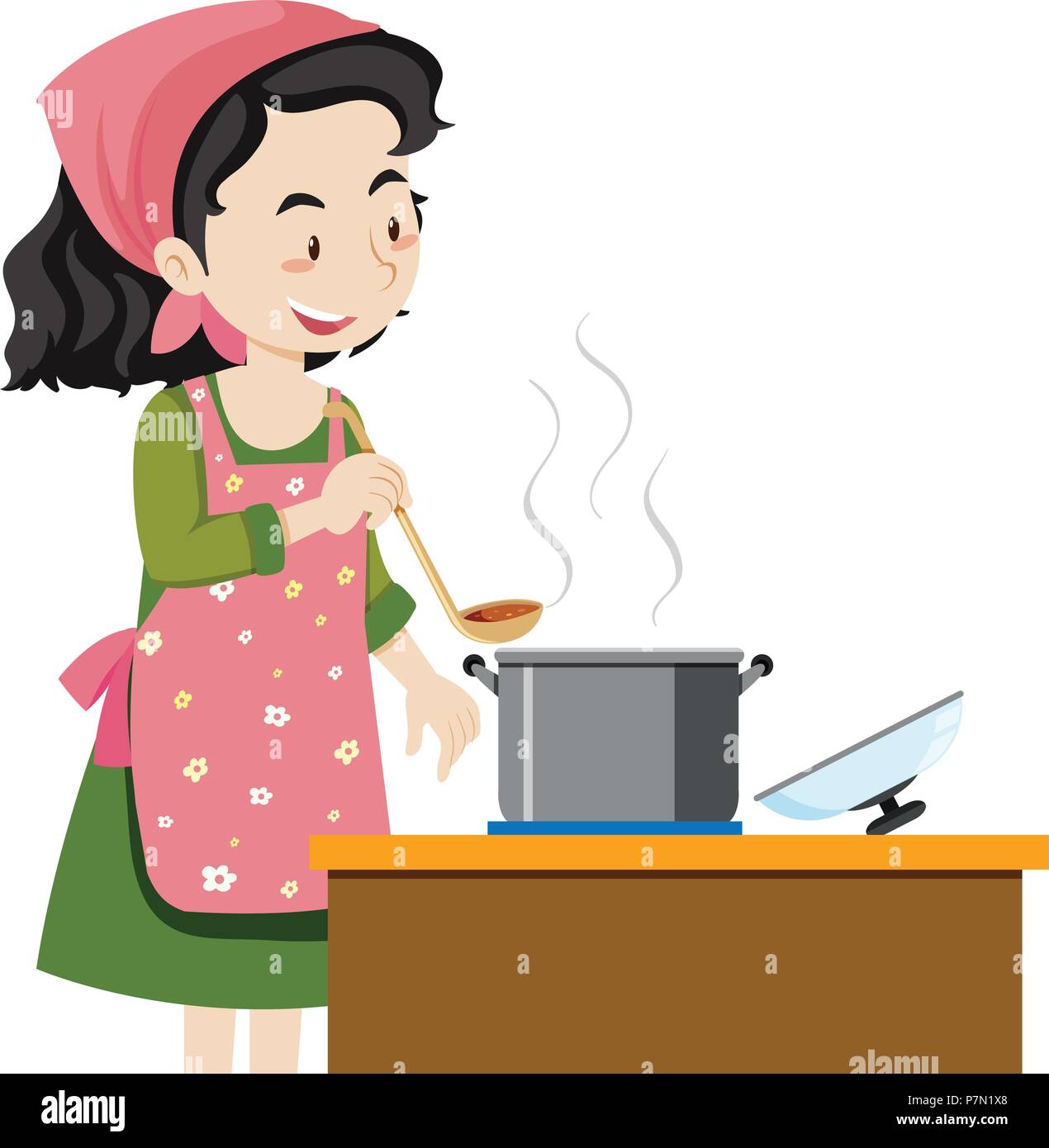 A Mother Cooking Soup illustration Stock Vector Image & Art - Alamy