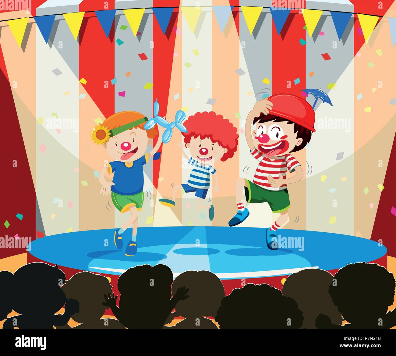 Three circus children performing illustration Stock Vector Image & Art ...