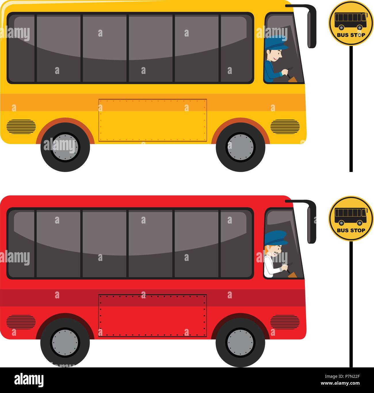A Set of Red and Yellow Bus illustration Stock Vector Image & Art - Alamy