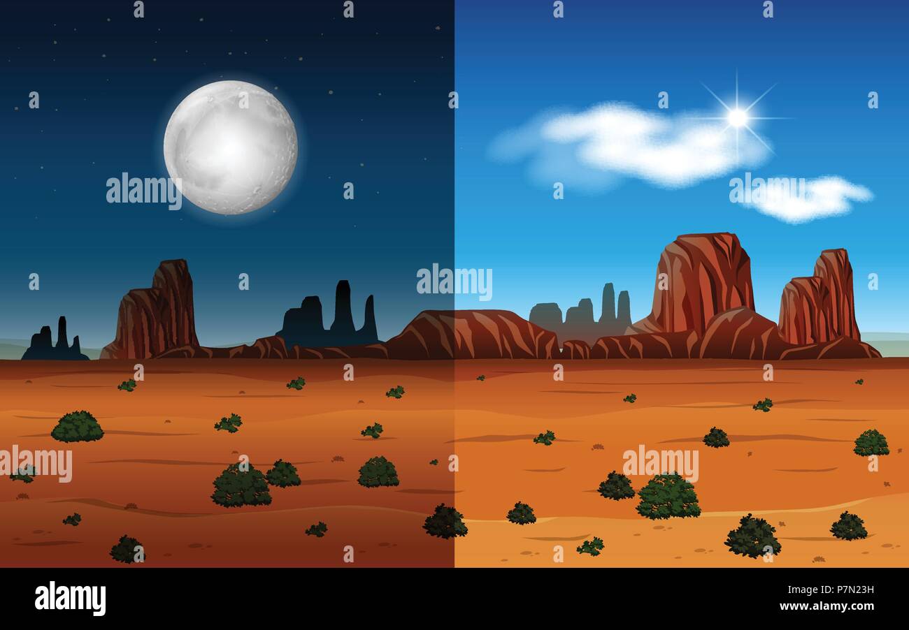 Day and night in a desert illustration Stock Vector Image & Art - Alamy