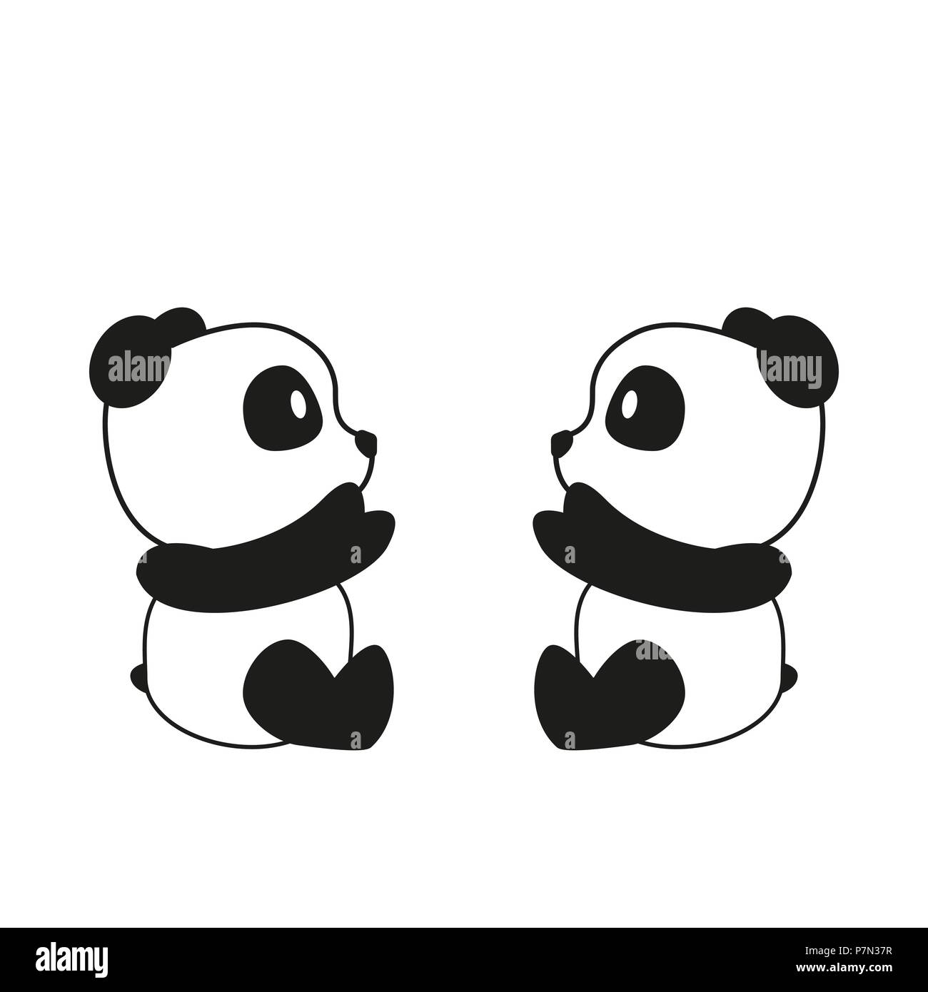 Two pandas isolated on white background. Vector illustration Stock ...