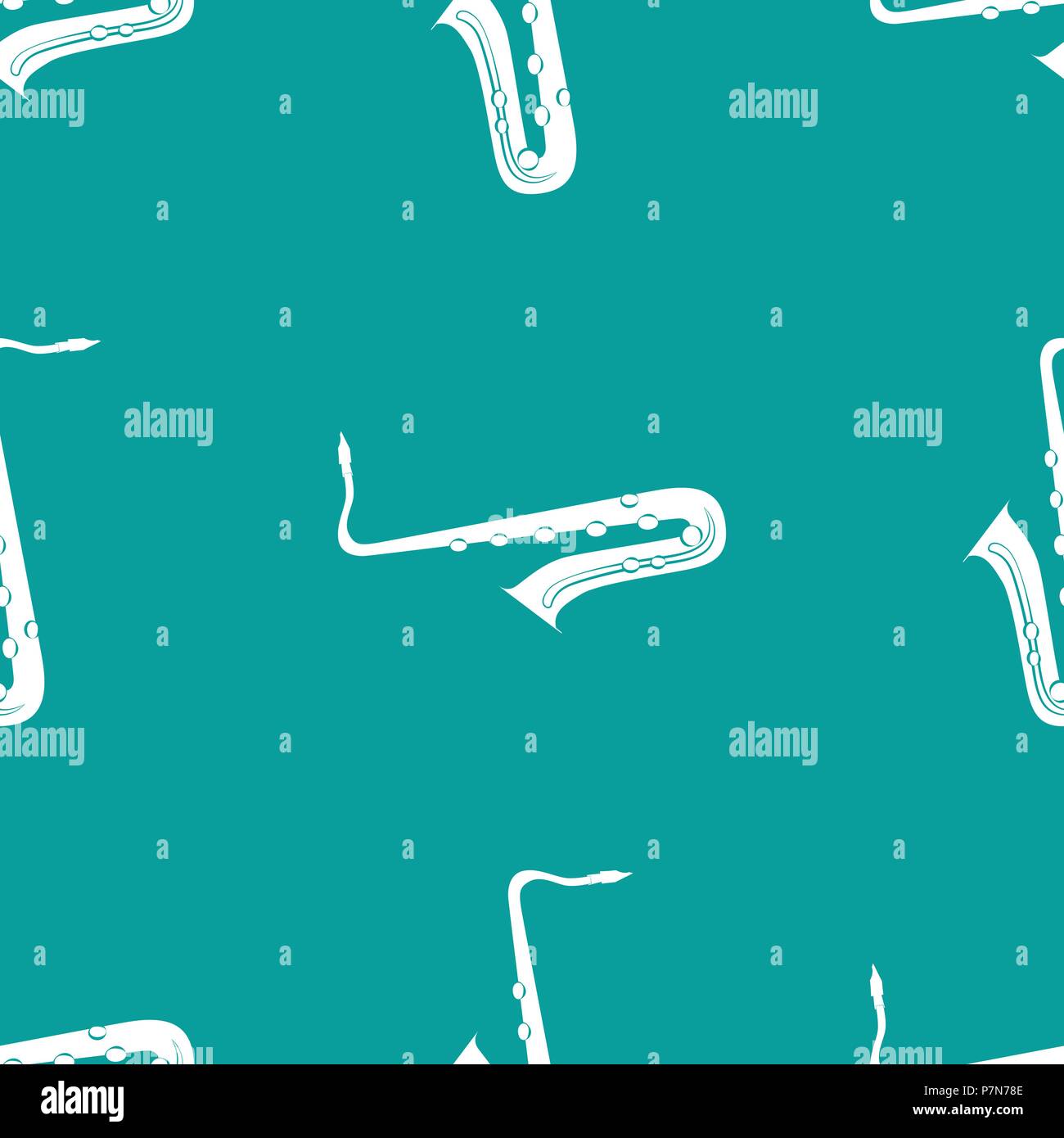 Jazz concept. Saxophone. Seamless pattern. White elements. Green ...