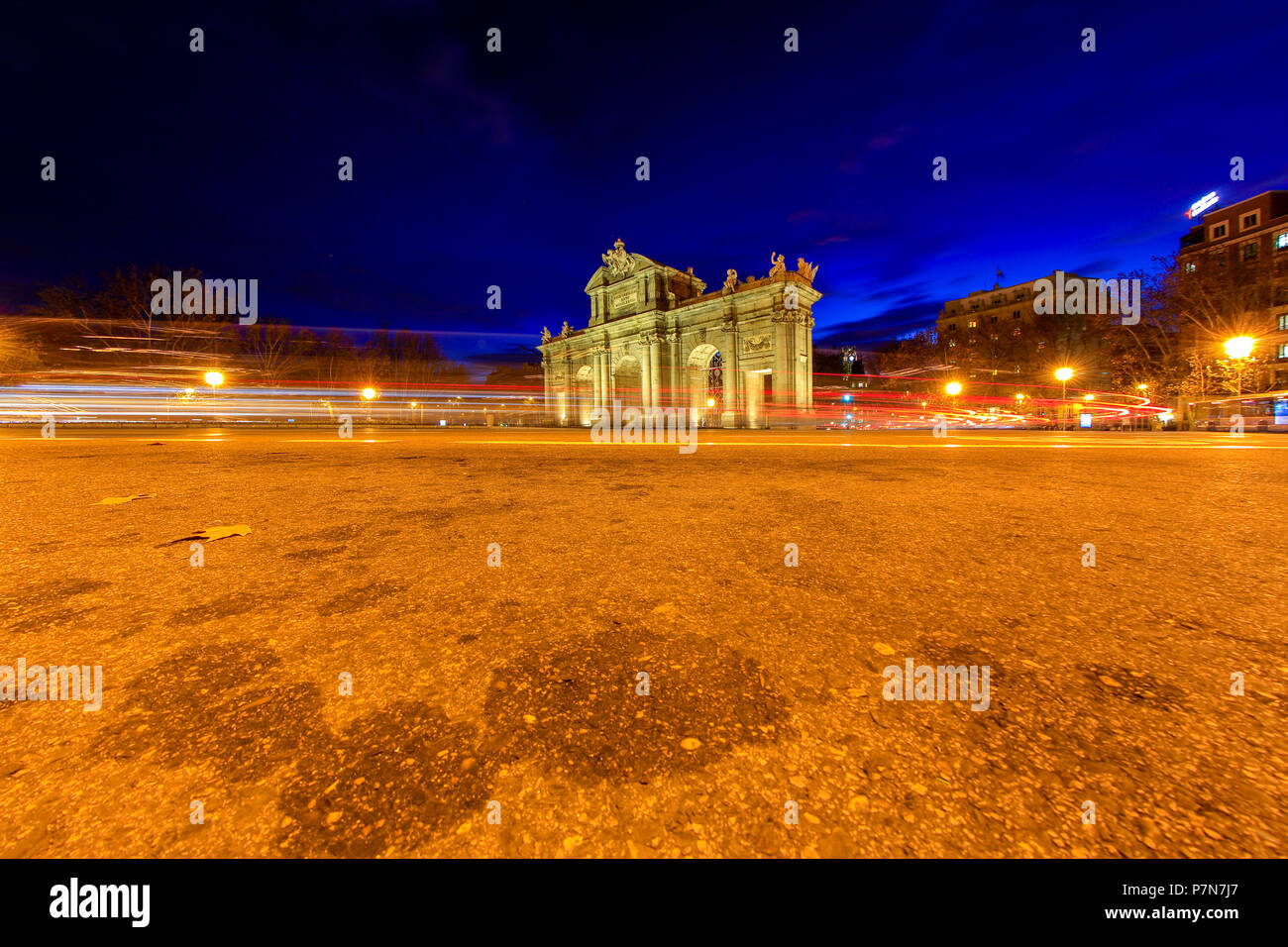 Puerta de Alcala Gate and Calle de Alcala, Madrid, Spain Stock Photo ...