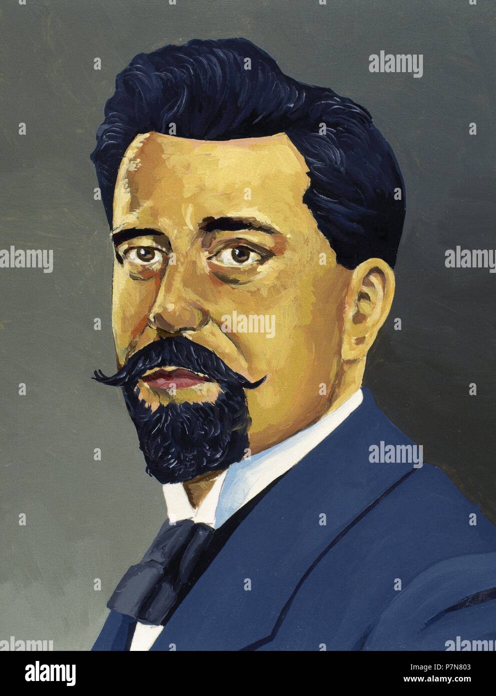 LLuis Graner (1863-1929). Catalan painter. Portrait. Watercolor Stock ...