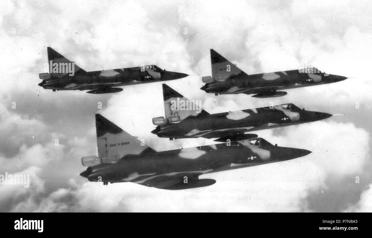32d Fighter-Interceptor Squadron Convair F-102 Delta Daggers Four-Ship ...