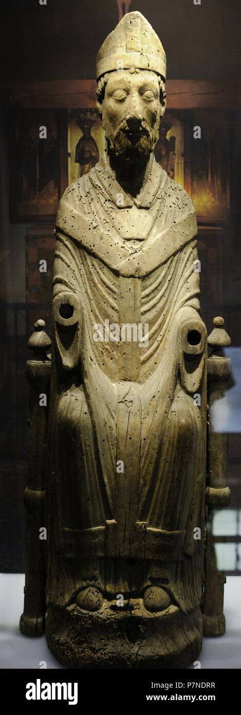 The Hjortsberga bishop. 12th century sculpture shows a bishop in his ...