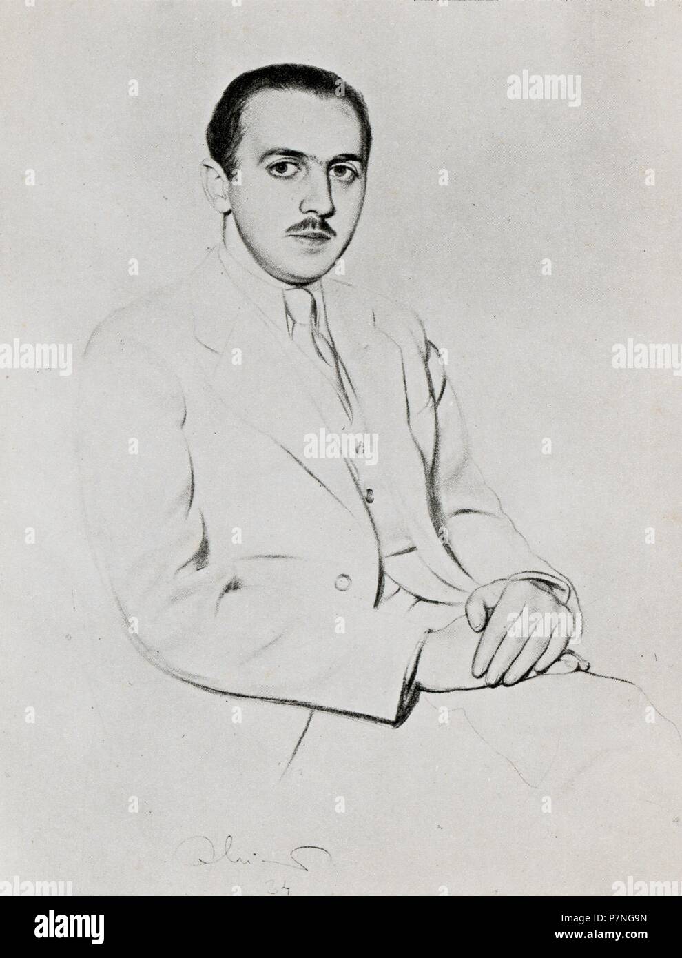 Manuel Serra Moret (1884-1963), político y escritor catalán. Dibujo de ...