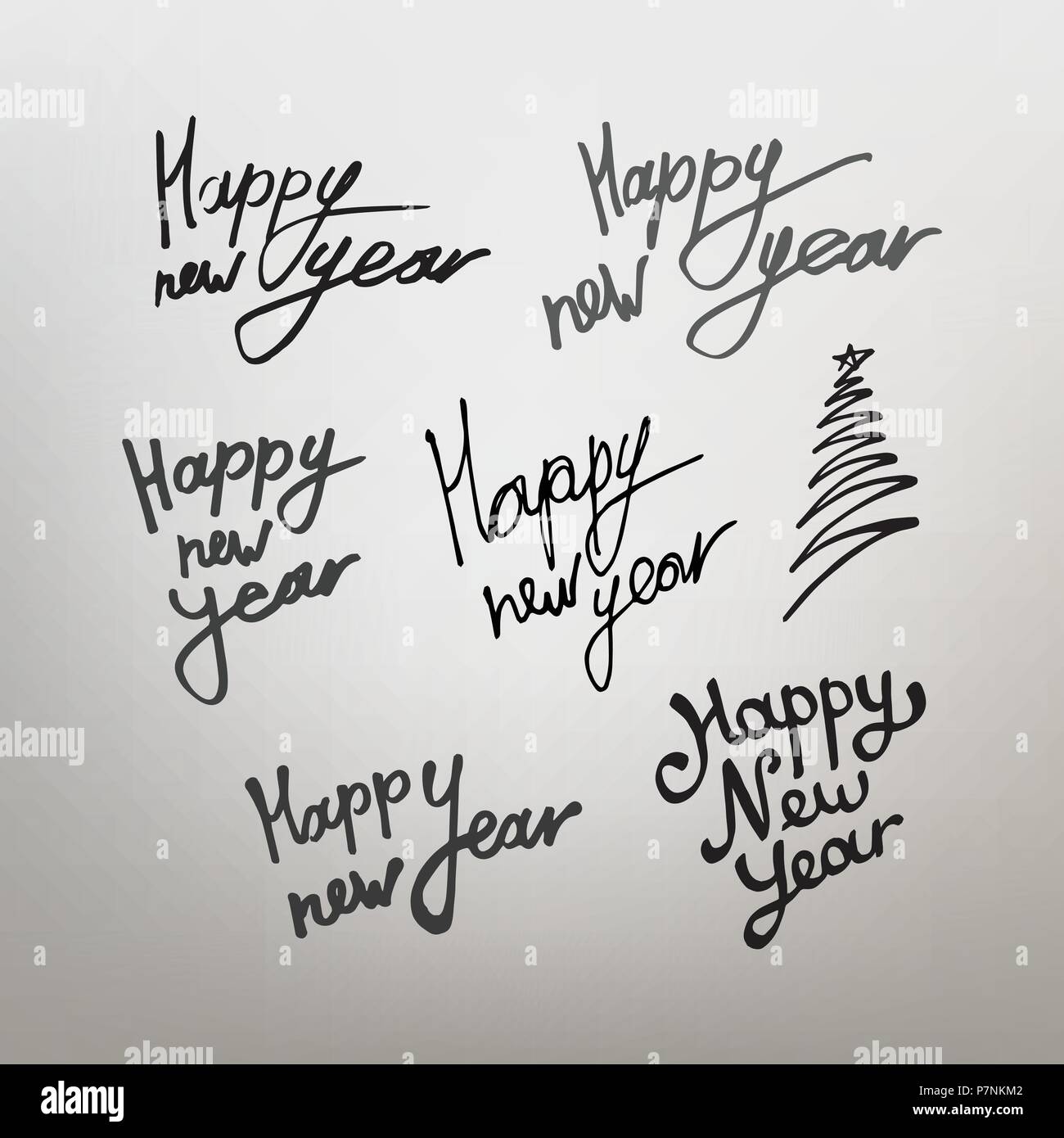 Vector illustration set calligraphy Happy New Year. EPS 10 Stock Vector ...