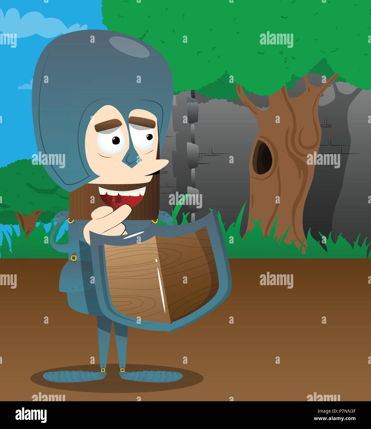 Brave knight in armor. Vector cartoon character illustration Stock ...