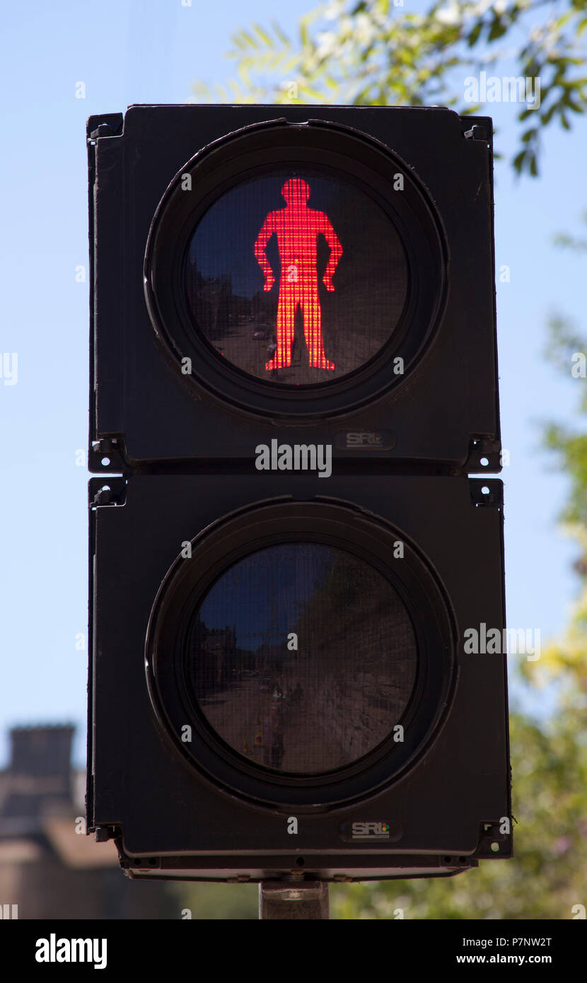 Red Man, pedestrian traffic light, Edinburgh, Scotland UK Stock Photo ...