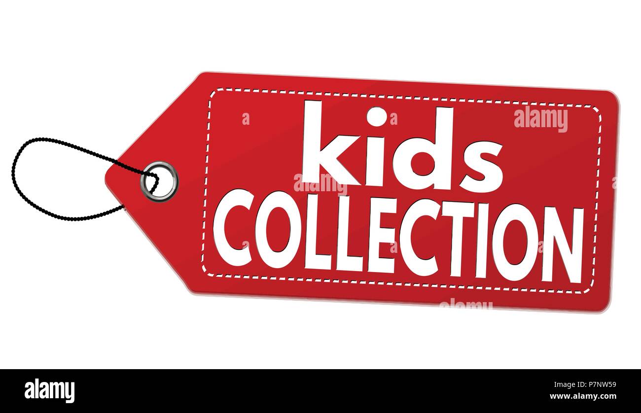 Kids collection label or price tag on white background, vector ...